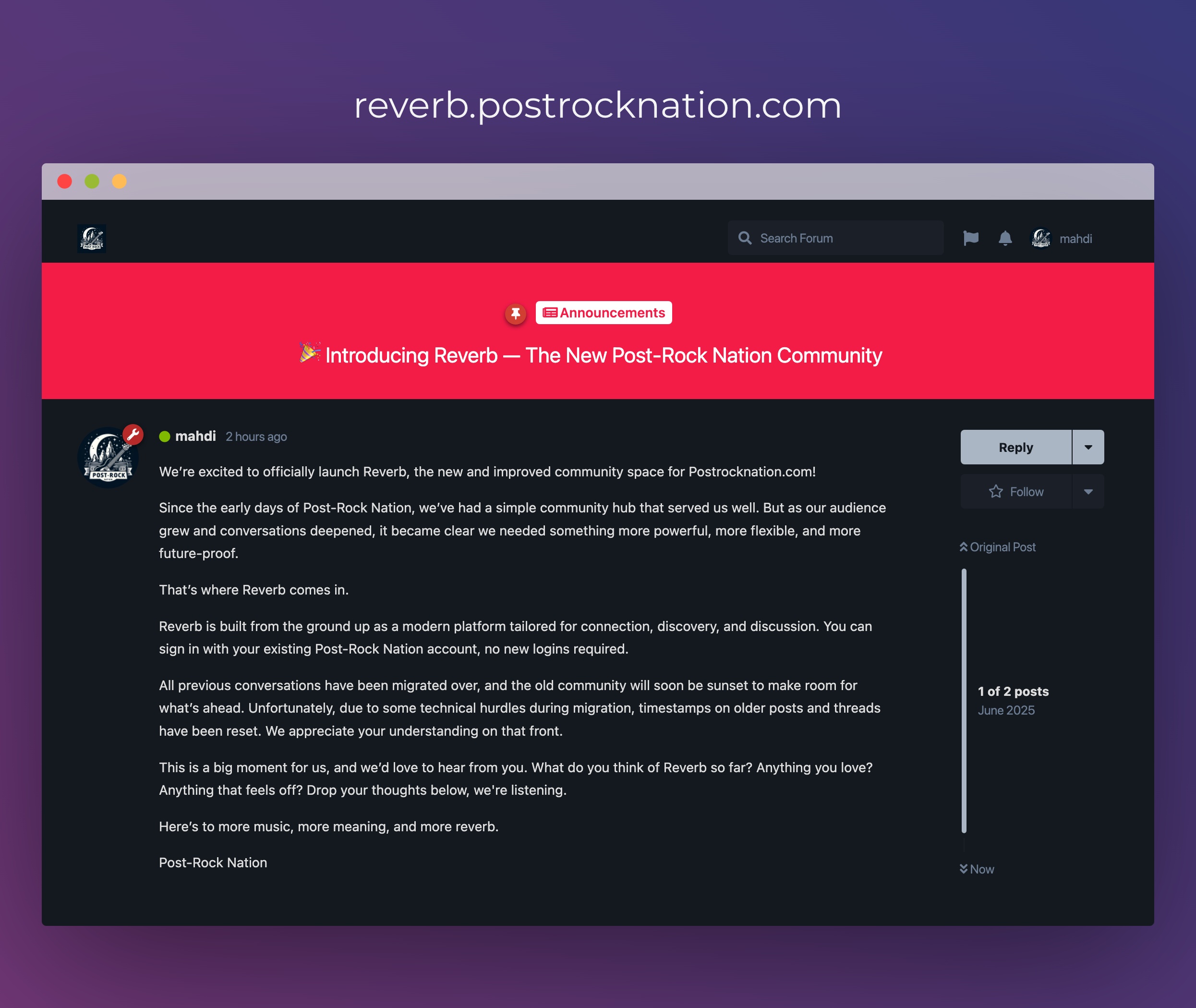 Reverb: The Future of the Post-Rock Nation Community - Post-Rock Nation ...